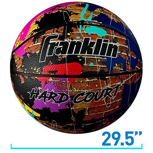 Franklin Sports Hard Court Basketball - Official Size Basketball - Indoor + Outdoor Street Basketball - 29.5" Rubber Basketball - Air Pump Included