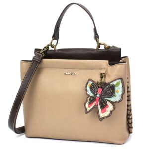 chala charming satchel with adjustable strap - new butterfly - taupe