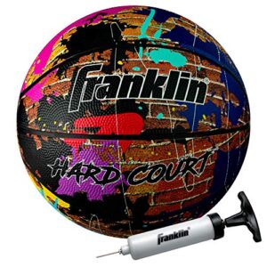 franklin sports hard court basketball - official size basketball - indoor + outdoor street basketball - 29.5" rubber basketball - air pump included