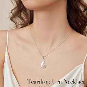 Ladytree Teardrop Urn Cremation for Ashes 925 Sterling Silver Pendant Necklace Jewelry for Women