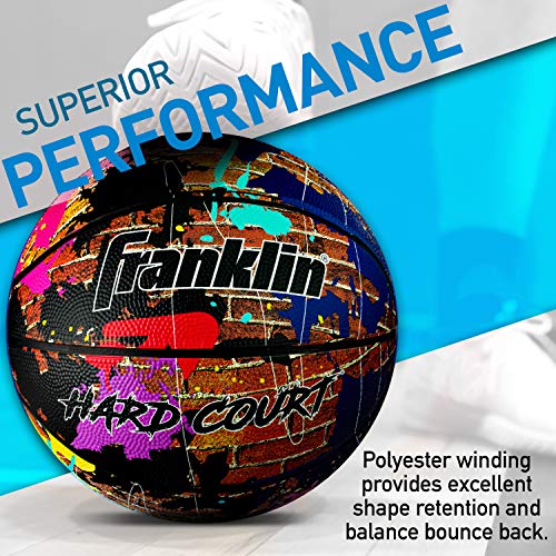 Franklin Sports Hard Court Basketball - Official Size Basketball - Indoor + Outdoor Street Basketball - 29.5" Rubber Basketball - Air Pump Included