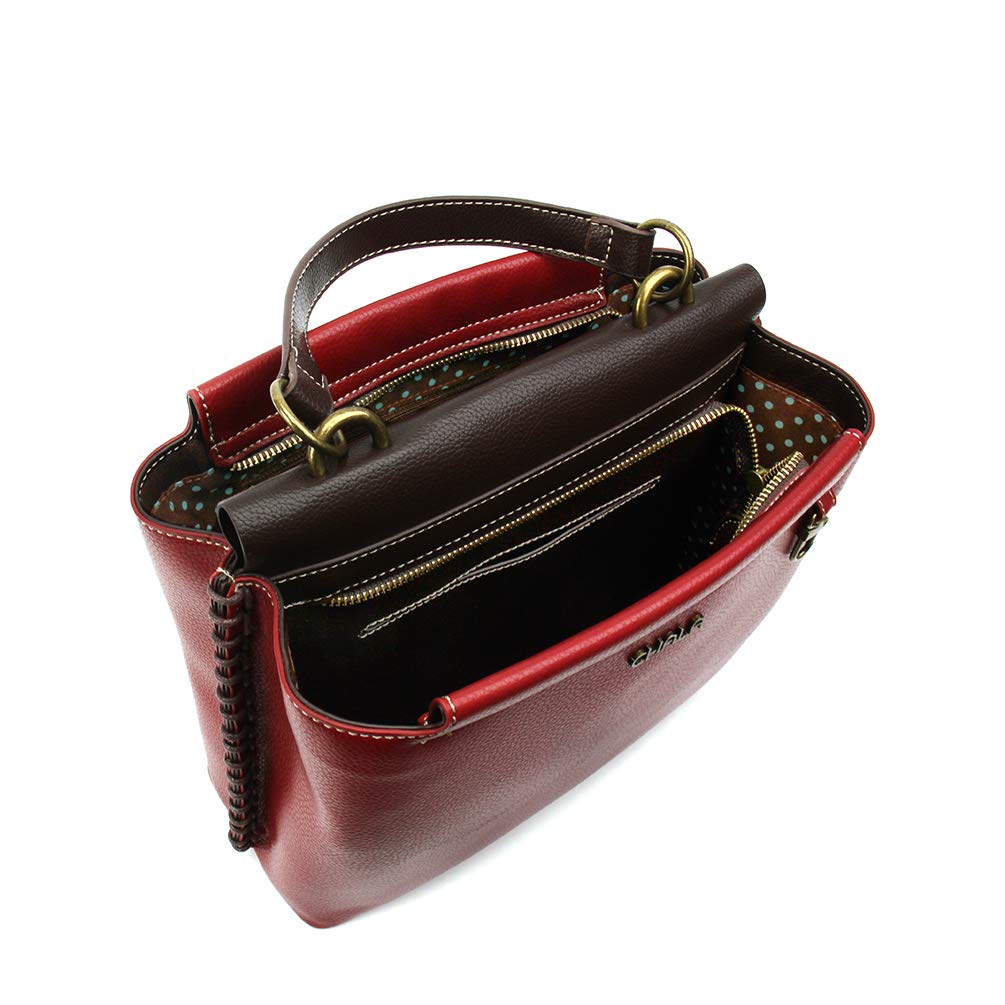 CHALA Charming Satchel with Adjustable Strap - Cardinal - Burgundy