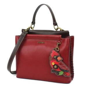 chala charming satchel with adjustable strap - cardinal - burgundy