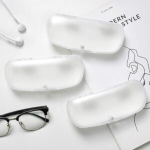 ZARSIO 3 Pieces Hard Shell Glasses Cases Plastic Frosted Translucent Eyeglasses Case with Magnetic Closure (Whitex3)