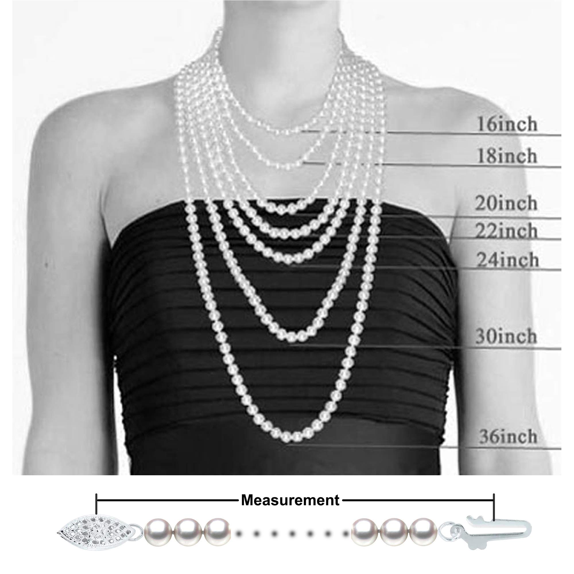 Black Freshwater Cultured Pearl Necklaces 22 Inch for Women AA Quality 8mm Black Necklace Sterling Silver Clasp - Orien Jewelry