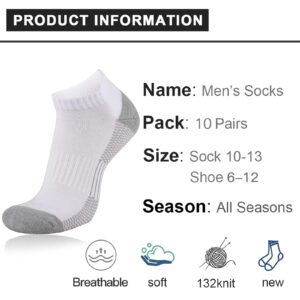 COOVAN 10 Pack Mens Ankle Low Cut Socks Athletic Cushion Casual Socks