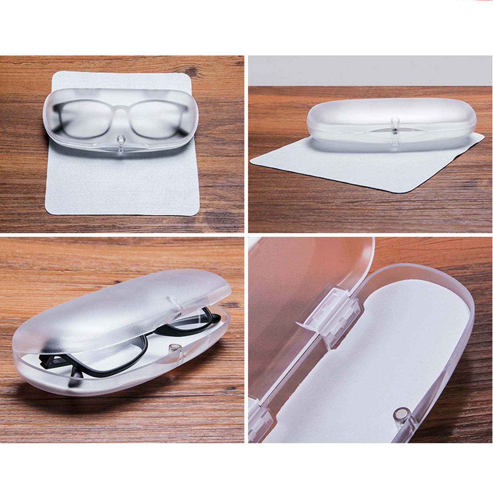 ZARSIO 3 Pieces Hard Shell Glasses Cases Plastic Frosted Translucent Eyeglasses Case with Magnetic Closure (Whitex3)