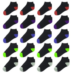 jamegio 20 pairs kids low cut athletic ankle socks little boys girls ankle cotton socks half cushion low cut socks(6-8 years)