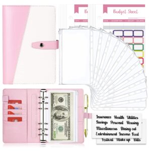 onlyesh budget binder with zipper envelopes,cash envelopes for budgeting,money organizer for cash,budget binder with cash envelopes,28pcs(pink)