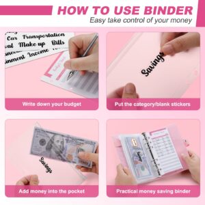 Onlyesh Budget Binder with Zipper Envelopes,Cash Envelopes for Budgeting,Money Organizer for Cash,Budget Binder with Cash Envelopes,28Pcs(Pink)