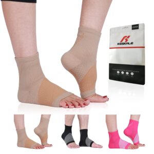 keskale 3 pairs ankle compression sleeves for plantar fasciitis - ankle foot brace for injury recovery, open toe neuropathy socks, toeless ankle compression socks for women & men (multi, s)