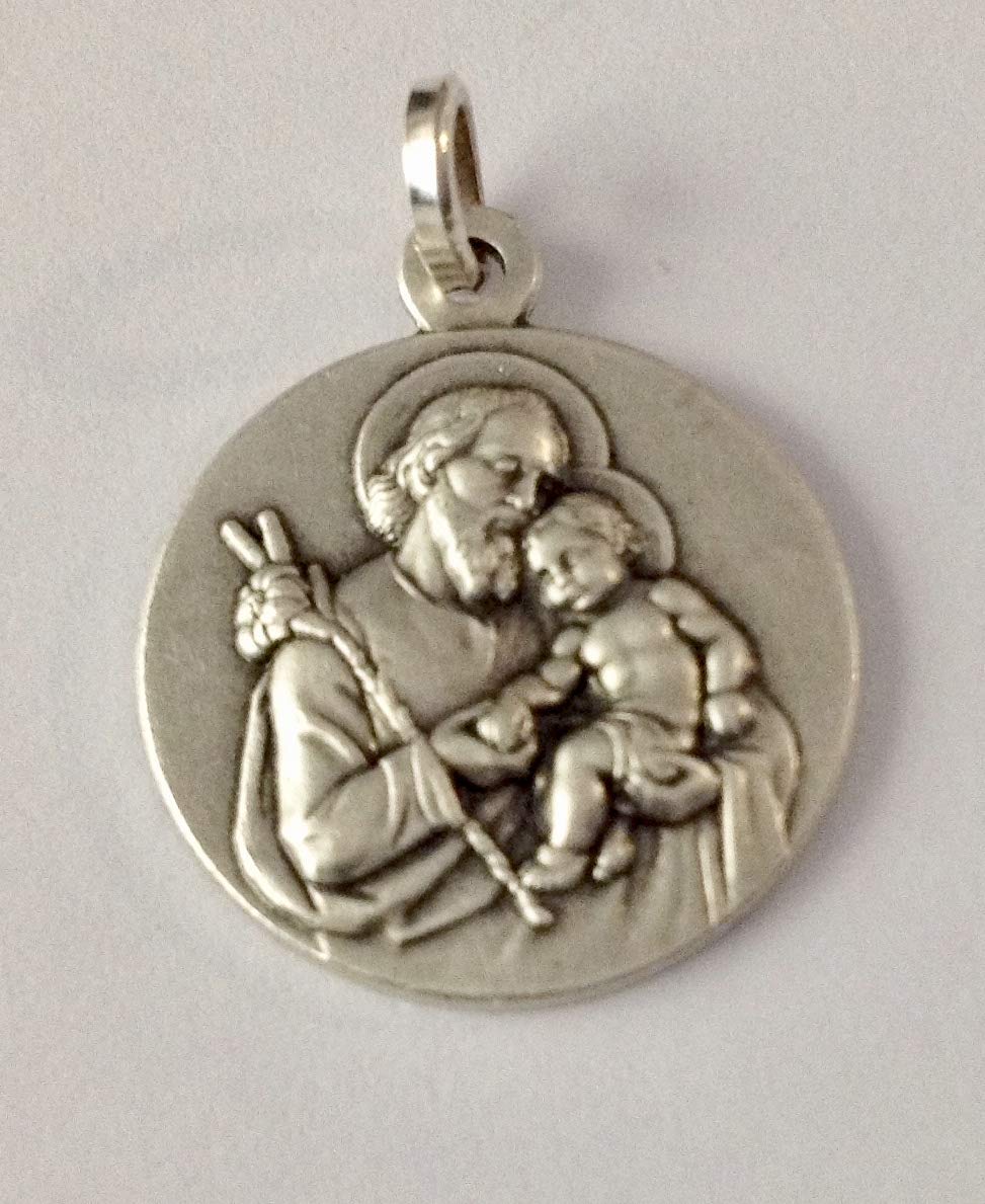 I G J 925 Sterling Silver Saint Joseph Medal - Patron Saint of Workers and Good Death and of the Universal Church