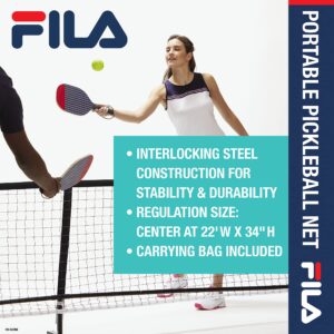 FILA Accessories Pickleball Net - Pickle Ball Game with Net Regulation Size 22 ft - All-Weather Pickle Ball Mesh Net - Includes Carry Bag - Durable, Quick & Easy Setup