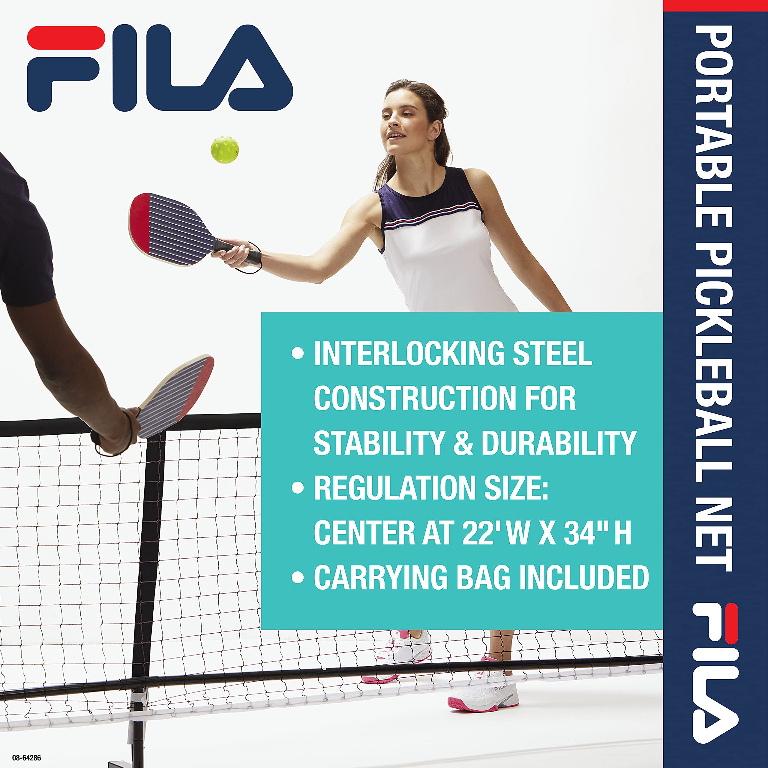 FILA Accessories Pickleball Net - Pickle Ball Game with Net Regulation Size 22 ft - All-Weather Pickle Ball Mesh Net - Includes Carry Bag - Durable, Quick & Easy Setup