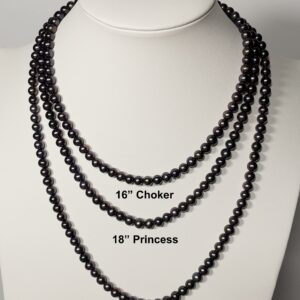 Black Freshwater Cultured Pearl Necklaces 22 Inch for Women AA Quality 8mm Black Necklace Sterling Silver Clasp - Orien Jewelry