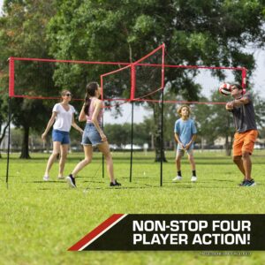 EastPoint Sports 4-Way Volleyball and Badminton Net, Game for Outdoors, Backyard, Beach, Park, East Set Up, White