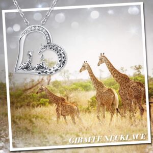 TANGPOET Giraffe Gifts for Women Adult Family Giraffe Necklace for Mother Daughter Pendant 925 Oxidized Sterling Silver Jewelry Valentines Mothers Day Birthday Christmas Gifts for Mom Grandma