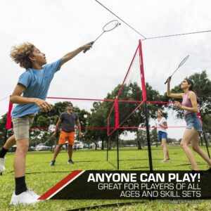 EastPoint Sports 4-Way Volleyball and Badminton Net, Game for Outdoors, Backyard, Beach, Park, East Set Up, White