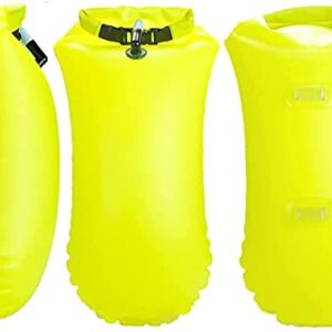 YW 2 Pack 20L Waterproof Dry Bags Swim Bouy Float Swimming Marine Safety Inflatable Bubble Bag Visible with Storage Space & Adjustable Waist Belt,Lightweight for Swimmer,Training,Kayaking,Snorkeling