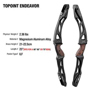 TOPOINT ARCHERY Endeavor 25" Archery Recurve Bow Riser ILF Device Wooden Grip Takedown Bow High Strength Magnesium Alloy Bow Riser for Outdoor Training Shooting (Green, RH)