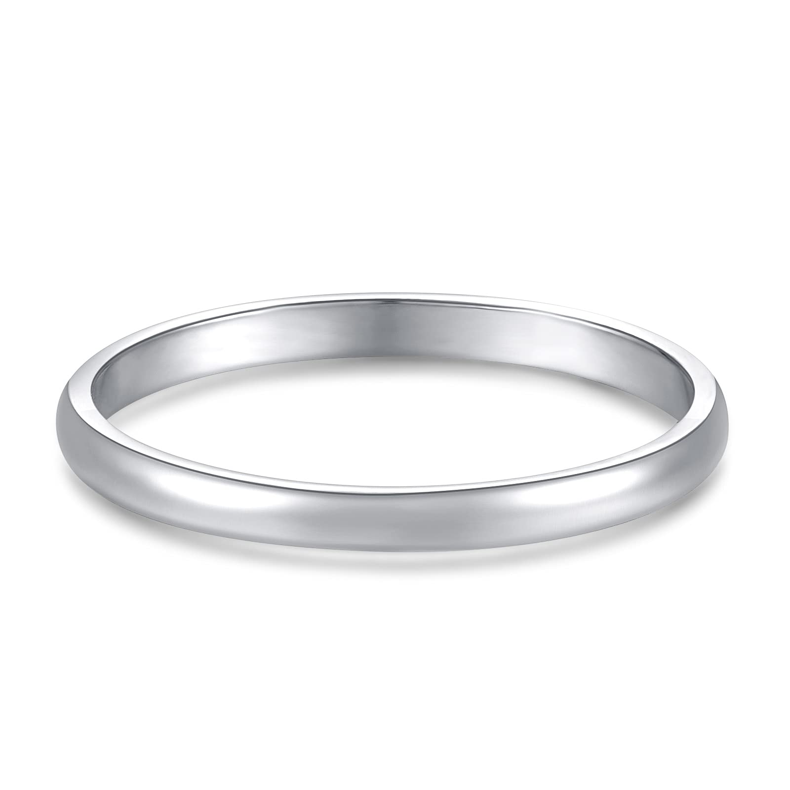 KAZITSAN 2mm Thin Stainless Steel Rings for Women Silver Plain Stackable Wedding Band Size 6