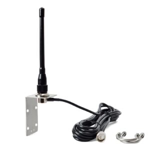 uayesok vhf marine antenna 159v stubby boat antenna pl259 connector w/16.4ft rg-58 coaxial cable, l-mount bracket