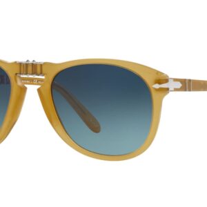 Persol Men's PO0714SM Steve McQueen Aviator Sunglasses, Opal Yellow/Blue Gradient Polarized, 54 mm