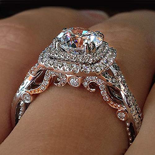 Kuyiuif 18K Gold Silver Wedding Ring Split Shank Pave Set 1 Carat Moissanite Engagement Ring Wedding Anniversary for Women (10)