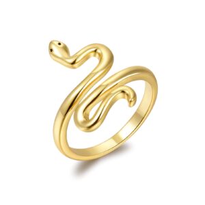 qyygyllr women's gold plated snake open rings,adjustable usa size to 6 7 8 9 10.(with gift box)