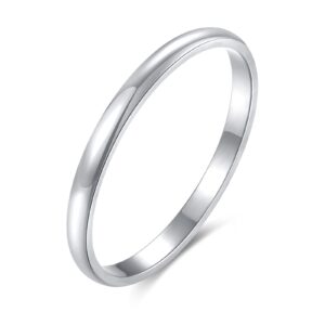 kazitsan 2mm thin stainless steel rings for women silver plain stackable wedding band size 6