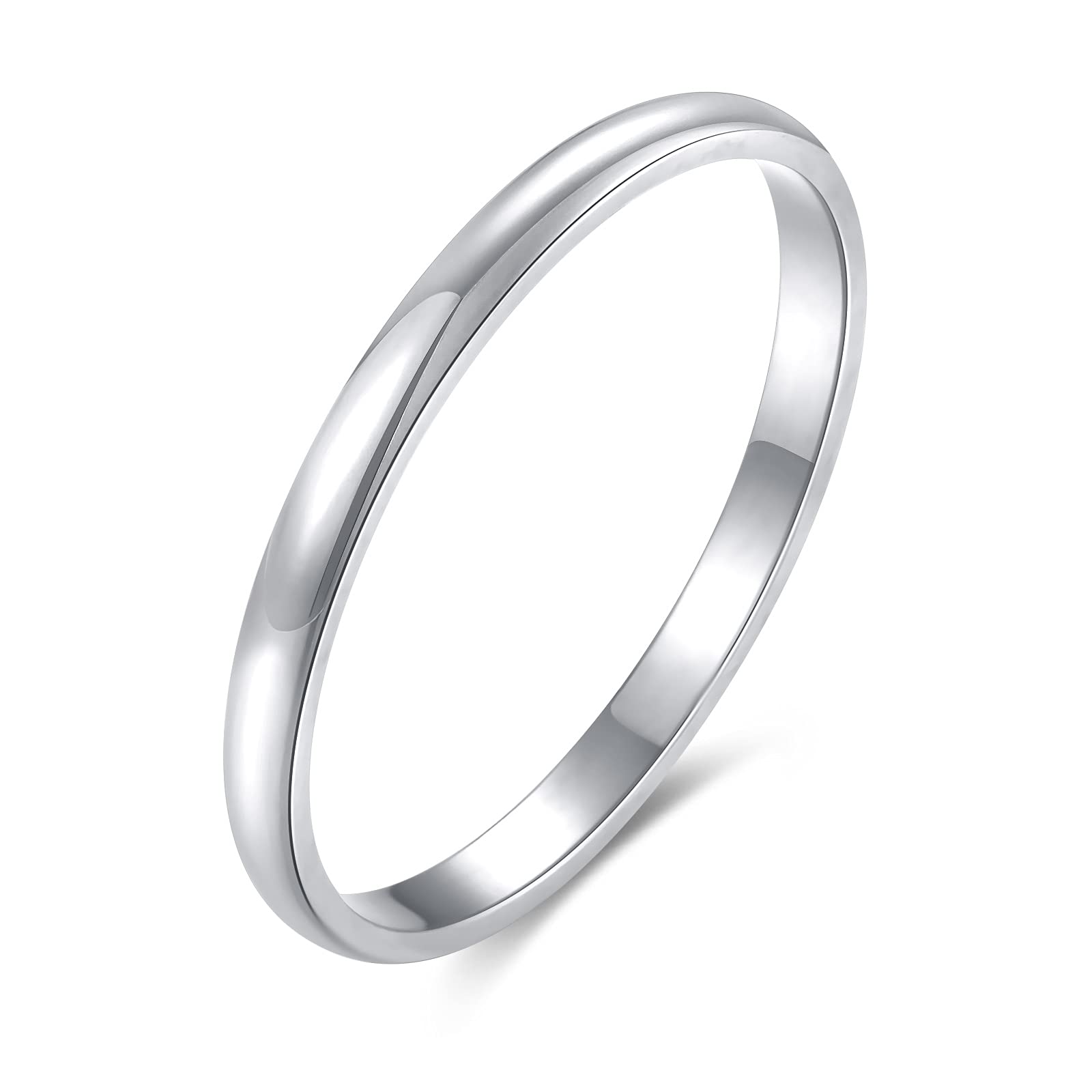 KAZITSAN 2mm Thin Stainless Steel Rings for Women Silver Plain Stackable Wedding Band Size 6