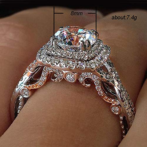 Kuyiuif 18K Gold Silver Wedding Ring Split Shank Pave Set 1 Carat Moissanite Engagement Ring Wedding Anniversary for Women (10)