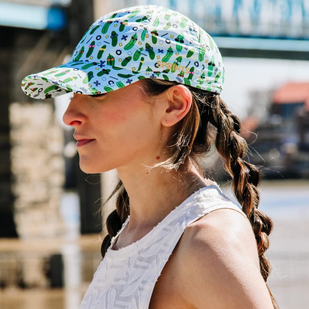 Sprints Race Day Performance Running Cap | The Lightweight, Quick Dry, Sport Hat, One Size, Unisex (Pickles Pattern)