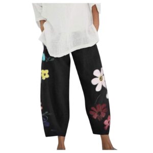 shopessa harem sweatpants for women boho cotton linen capri pants y2k pocket baggy pants