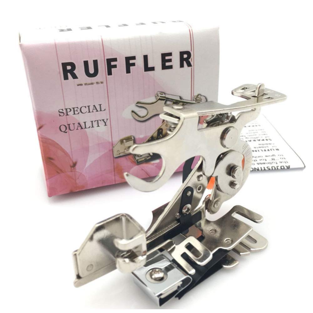 Pinelaxy 1PCS Ruffler Sewing Machine Presser Foot, Easily Adjust Depth & Closeness, Perfectly Spaced Pleats/Gathers, Ruffle Foot Sewing Machine Attachment for Low Shank Singer Brother Janome