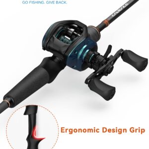 Cadence Primo Baitcasting Rod - Strong & Sensitive Fishing Rod, 40 Ton Carbon Fiber Ultralight Casting Rod with Fuji Reel Seat, Stainless Steel Guides with SiC Inserts, Fishing Pole (Primo-701B-MF)