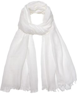 gragengs women summer scarfs cotton lightweight large long gauze shawl beach wrap plain 75”×43” (white)