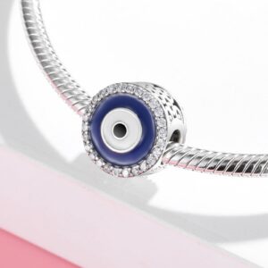 AIEGNOS Evil Eye Charms 925 Sterling Silver Charms for Bracelet and Lucky Jewelry Hamsa Charm Fatima Charms Beads European Charm Evil Eye Compatible Bracelet Necklace for Women Mother Sister Gifts