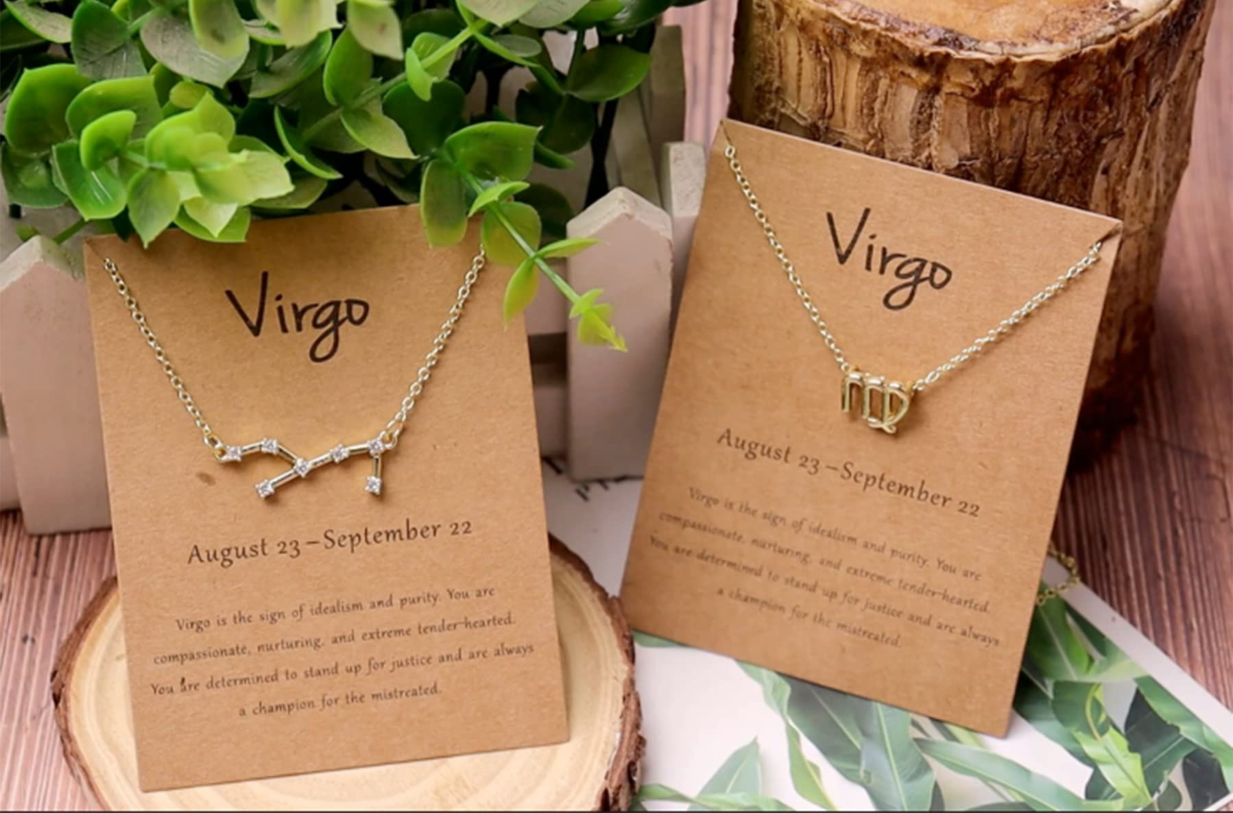 2Pcs Gold Pisces Zodiac Necklace Set 12 Constellation Moon Pendant Necklace Zodiac Jewelry Gifts