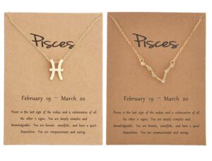 2pcs gold pisces zodiac necklace set 12 constellation moon pendant necklace zodiac jewelry gifts