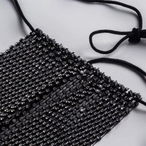 Bodiy Boho Rhinestones Body Chain Mesh Crop Top Beach Bkini Set Chain Crystal Body Jewelry Accessoires for Women and Girls (black)