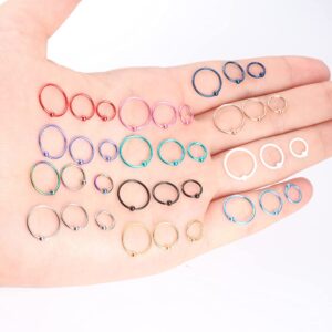 ORAZIO 36Pcs Surgical Steel Nose Ring Hoop for Women 20 Gauge Nose Piercing Jewelry Septum Ring Cartilage Helix Piercing 6-12mm