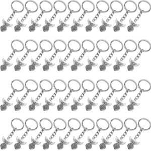 ronyoung 50pcs silver tone guardian angel charm keychain key ring, 3.14