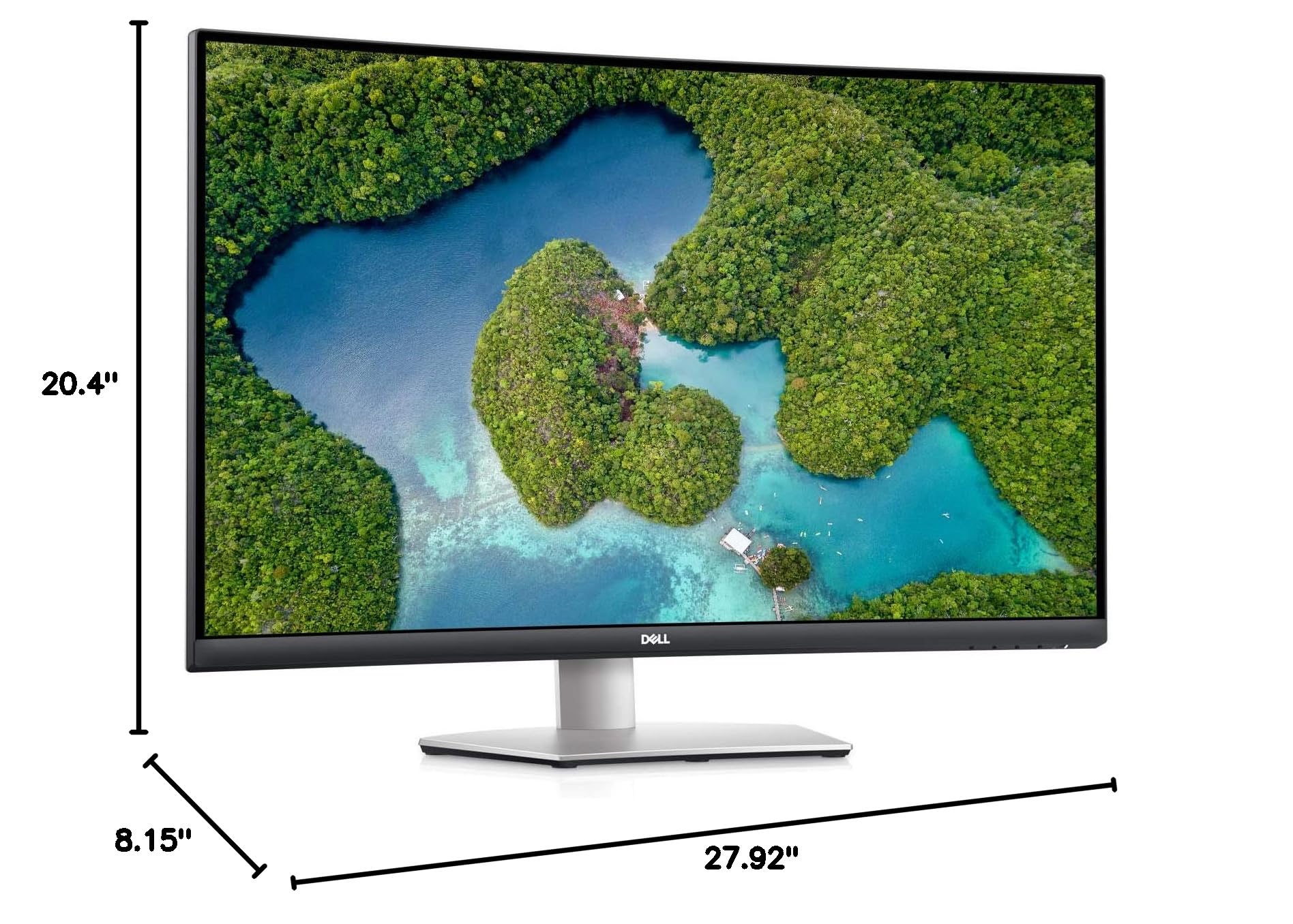 Dell S3221QS 32 Inch Curved 4K UHD (3840 x 2160), VA Ultra-Thin Bezel Monitor, 60Hz, 4MS Response Time, 90% DCI-P3, 99% sRGB, AMD FreeSync, HDMI, DisplayPort, Built in Speakers, VESA Certified, Silver