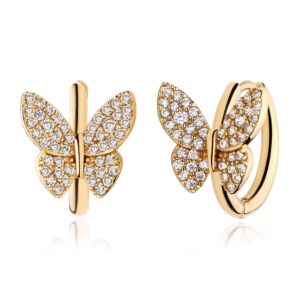 butterfly huggie hoop earrings 14k gold plated cubic zirconia dainty butterfly hoop earrings hypoallergenic sleeper hoops earrings for women jewelry gift