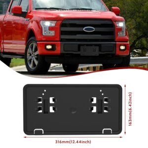 KEWISAUTO Front License Plate Frame for F150 18-20, Black Front Bumper License Plate Bracket Holder Cover for Ford F150 2018-2020 Accessories (1PCS, Replace #JL3Z-17A385-BA)