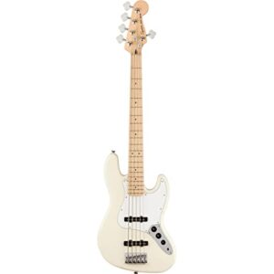 squier affinity series 5-string jazz bass, olympic white, maple fingerboard