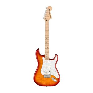 squier affinity series stratocaster fmt electric guitar, sienna sunburst, maple fingerboard