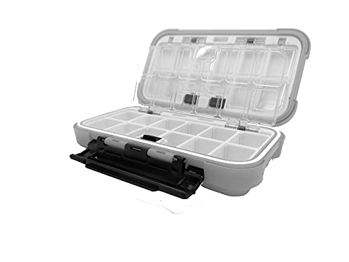 Waterproof Portable Tackle Box Organizer for Vest Small Case Mini Utility Lures Box Kayak fishing Containers For BASS Lures Jewelry Bead for Vest (Gray, MEDIUM)