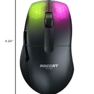 ROCCAT Kone Pro PC Gaming Mouse, Lightweight Ergonomic Design, Titan Switch Optical, AIMO RGB Lighting, Superlight Wired Computer Mouse, Titan Scroll Wheel, Honeycomb Shell, 19K DPI, Black